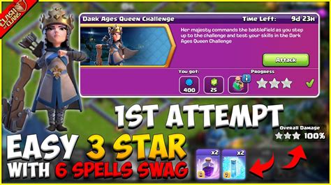 How To 3 Star Dark Ages Queen Challenge Easily With Swag In Clash Of