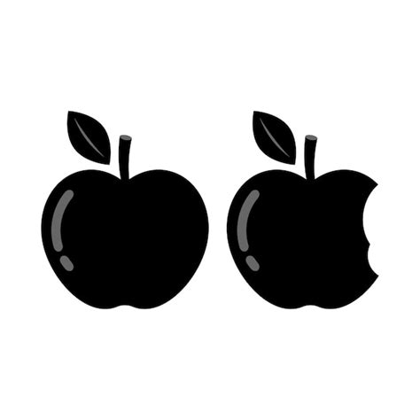 Premium Vector Whole And Bitten Apple Vector Icon Isolated On White