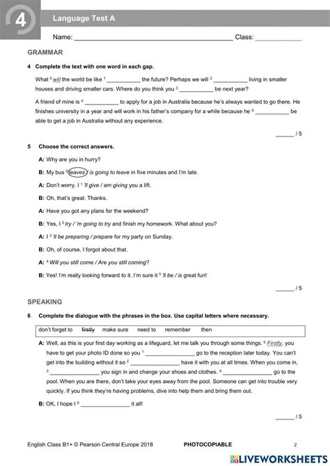 English Class B Free Interactive Worksheets 6417139