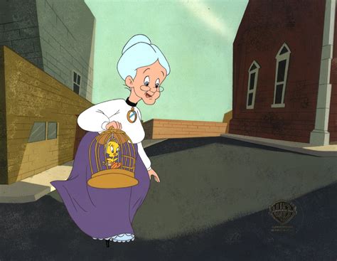 Looney Tunes Original Production Cel Granny And Tweety Bird Etsy