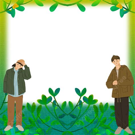 Green Spring Couple Dating Creative Border Border Texture Frame