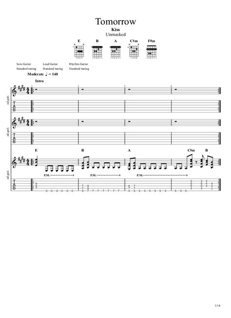 Tomorrow Tab Chords Kiss PaidTabs
