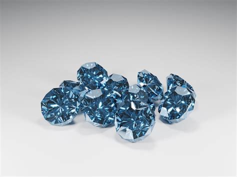Premium Photo 3d Blue Shiny Diamonds With Grey Background