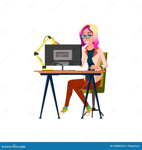 woman programmer developing application cartoon vector stock vector