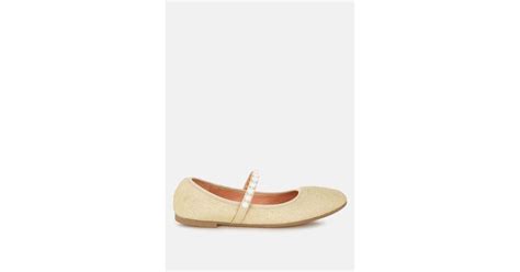 London Rag Corphee Pearl Strapped Glitter Ballerinas In White Lyst
