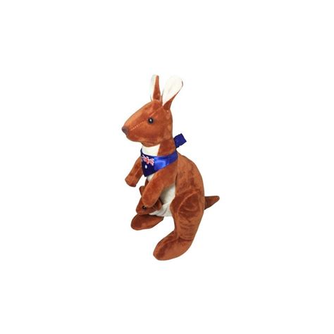 Canguru Australiano E Filhote De Pelúcia 35 Cm Antialérgico Marrom