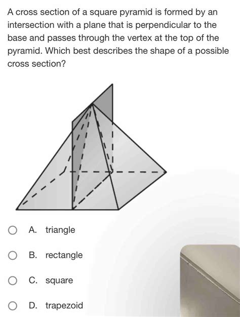 Solved A Cross Section Of A Square Pyramid Is Formed By An