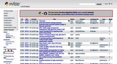 Welcome To Bugs Python Org List Of Issues Python Tracker