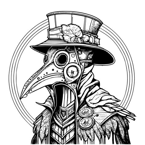 Plague Doctor In Full Attire Beak Mask And Robe Holding A Lantern Standing In A Desolate