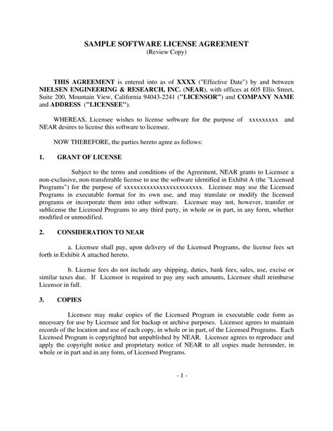 Sample Software Licence Agreement Template