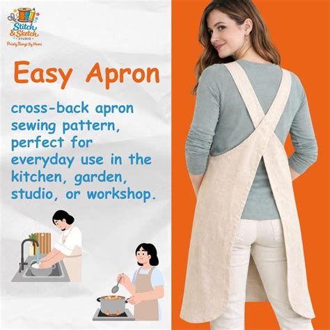 Easy Cross Back Apron Pattern Pdf Beginner Friendly Sewing Pattern