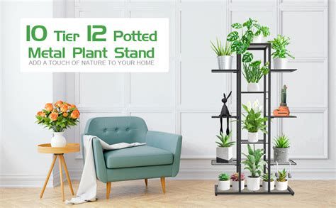 10 Tier 14 Potted Metal Plant Stand For Indoor Outdoor IDavosic Ly