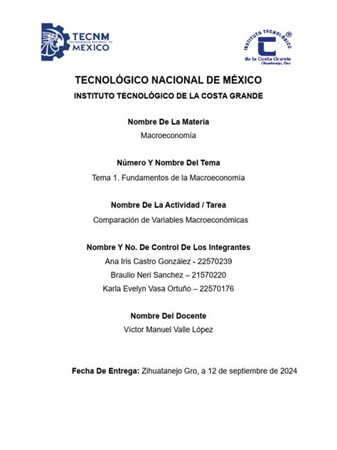 Comparacion De Variables Macroeconómicas Pdf Inflación Tipo De Cambio