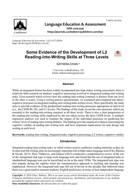 PDF Some Evidence Of The Development Of L Reading Into Writing Skills At Three Levels