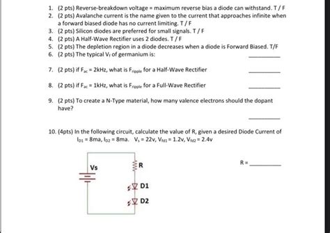 Solved Pts Reverse Breakdown Voltage Ma Solutioninn