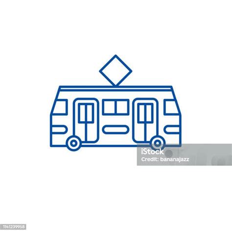 Concept Dicône De Ligne De Tramway Symbole De Vecteur Plat De Tramway