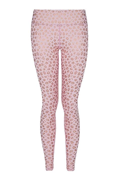 Rose Gold Higher Waisted Leopard Print Leggings Full Length
