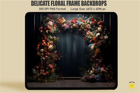 Delicate Floral Frame Backdrop Graphic By Lazy Sun · Creative Fabrica