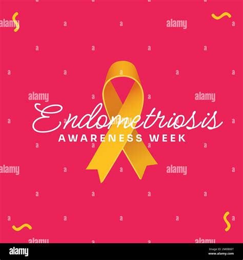 Composition Of Endometriosis Awareness Week Text With Yellow Ribbon