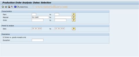 MCPD SAP Tcode Production Order Analysis Dates