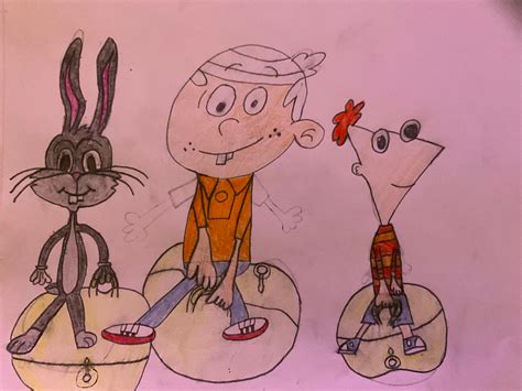 Bugs Lincoln And Phineas Sitpopping Hopper Balls By Barneybygfriends