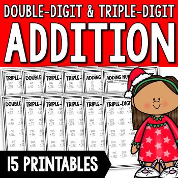 Christmas 2 Digit And 3 Digit Addition Worksheets With And Without Regrouping