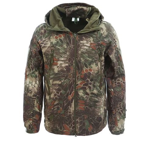 Outdoor Hunting Waterproof Jacket Softshell With Fleece Lining Mens