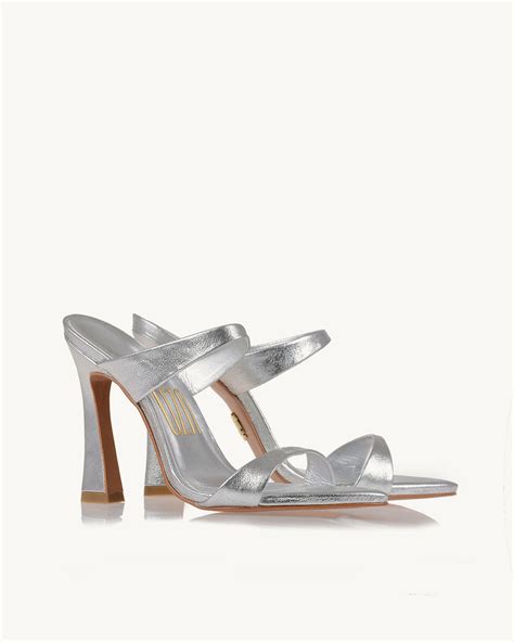 Uza Shoes Sandália Salto Alto Metalizado Silver Coleção Primavera