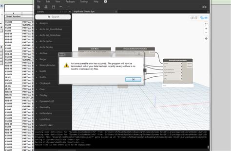 Duplicating Sheets Using Bimorph Not Working Packages Dynamo