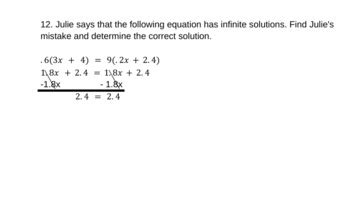 Solving Equations With No Solutions And Infinite Solutions By Dana McGraw