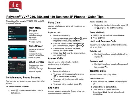 Polycom Vvx 250 Quick Tips Pdf Download Manualslib
