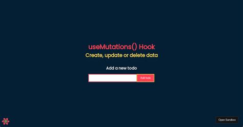 Usemutation Demo Forked Codesandbox