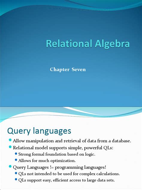 Chapter7 Relational Algebra Pdf Relational Model Databases