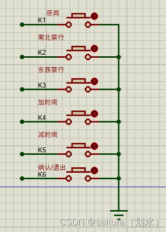 基于51单片机的交通灯含源码与proteus仿真具备按键切换夜间模式禁行模式加减时间操作平滑切换无bug 单片机模拟交通灯制作
