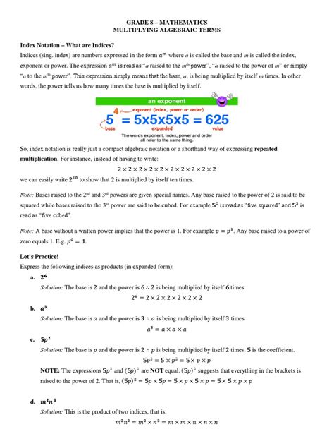Multiplying Algebraic Terms Understanding And Applying The Product Law