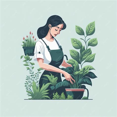Premium Ai Image Ai Generated Simple Vector Of A Girl Taking Care Of
