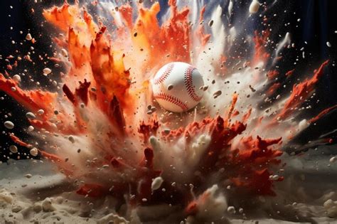 Premium Photo Baseball Bat Striking In The Explosion