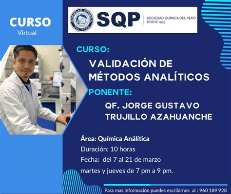 Curso Validación De Métodos Analíticos Sociedad Química Del Perú