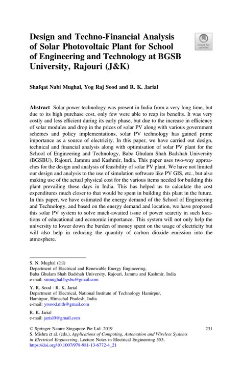 Pdf Design And Optimization Of Photovoltaic System With A Week Ahead Power Forecast Using