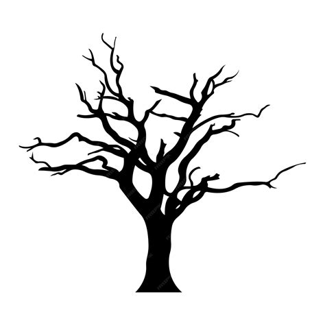 Sylwetka Nagiego Drzewa Halloweenstraszne Czarne Drzewoilustracja
