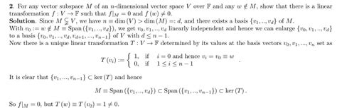 Solved For Any Vector Subspace M Of An N Dimensional Chegg
