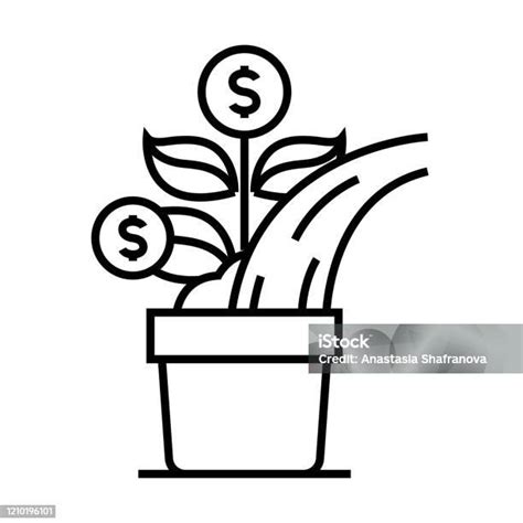 Ikon Garis Pertumbuhan Suuporting Tanda Konsep Ilustrasi Vektor