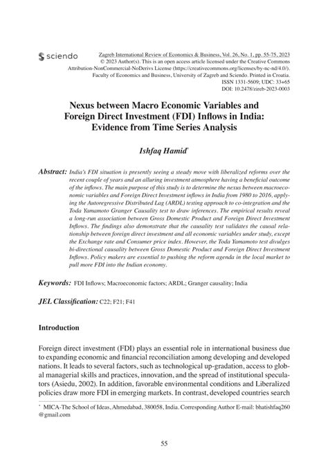 Pdf Nexus Between Macro Economic Variables And Foreign Direct