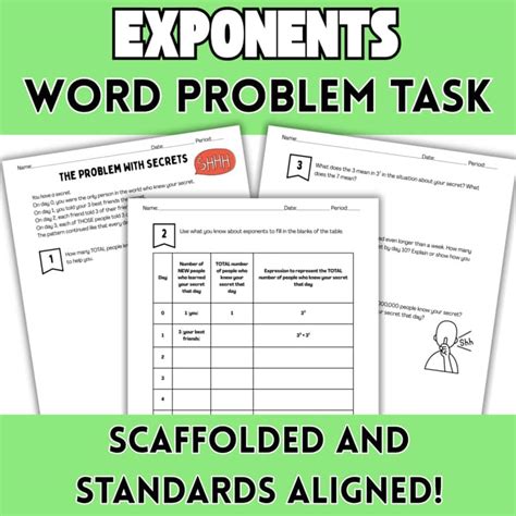 6th Grade Exponent Worksheet Scaffolded Questions Teacher Notes No Prep