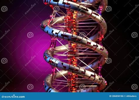 Dna Helix Wrapped Around A Computer Chip Stock Illustration