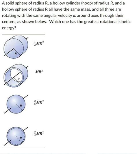 Solved A Solid Sphere Of Radius R Hollow Cylinder Hoop Of Radius R
