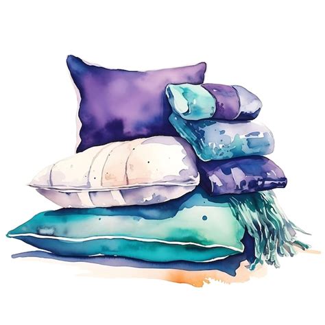 Premium Photo Watercolor Of Cushions Throws Blankets Art Deep Jewel