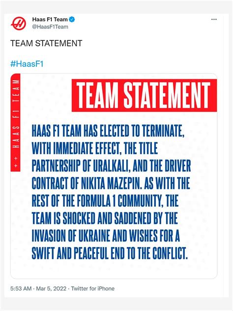 El equipo Haas de Fórmula 1 despidió a Nikita Mazepin y rompió el