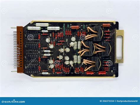 Vintage Electronic Circuit Board With Components On White Background Royalty Free Stock Image
