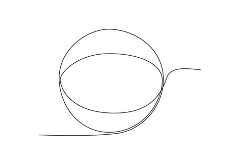 Single One Line Drawing A Sphere Geometric Shapes Concept Continuous
